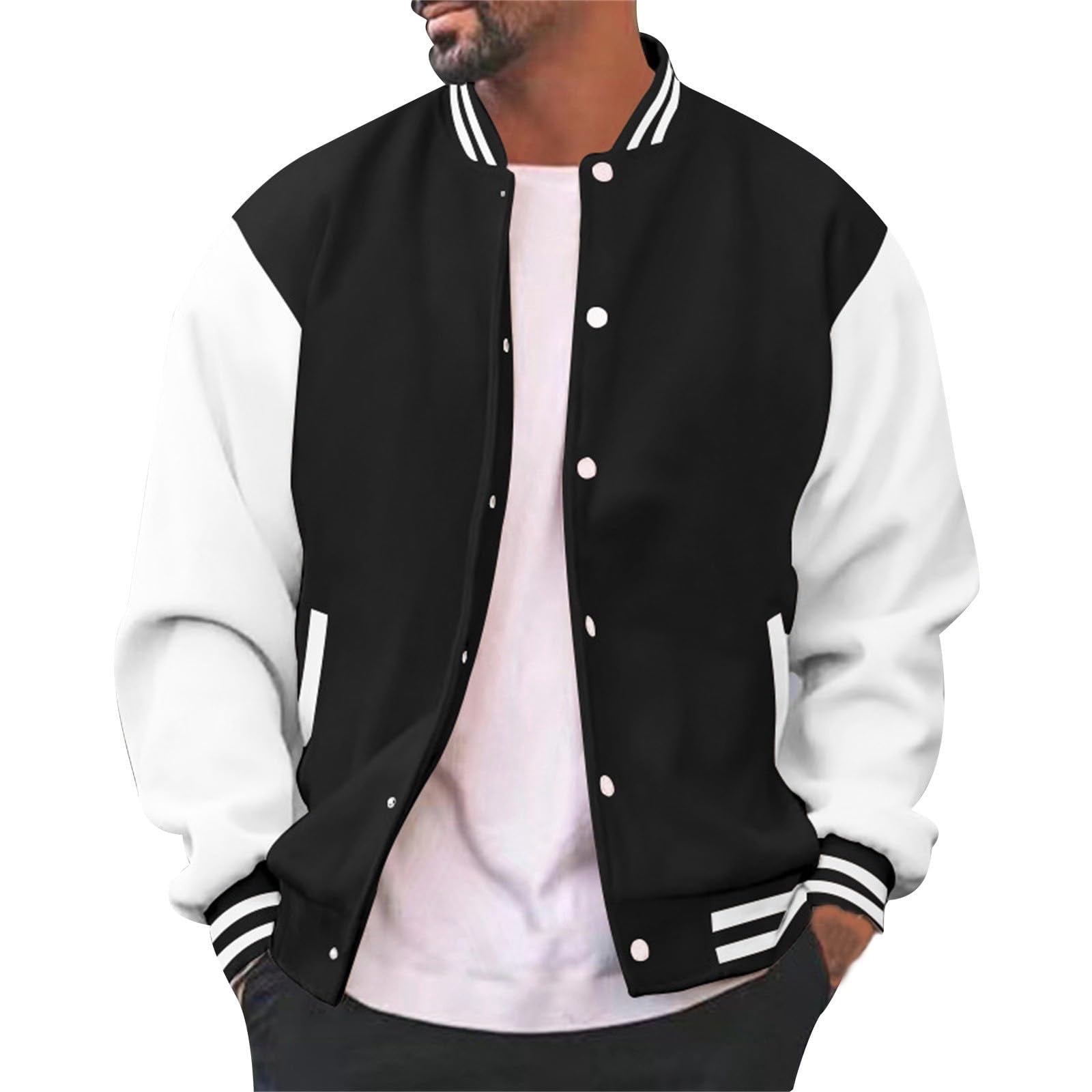 CharmCyan Men's Classic Varsity Baseball Jacket, Red and White ...