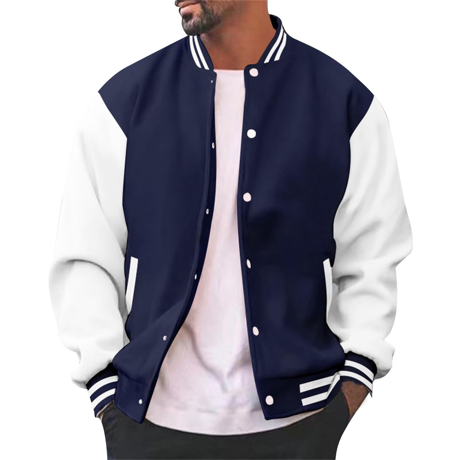 CharmCyan Men's Classic Varsity Baseball Jacket, Red and White ...