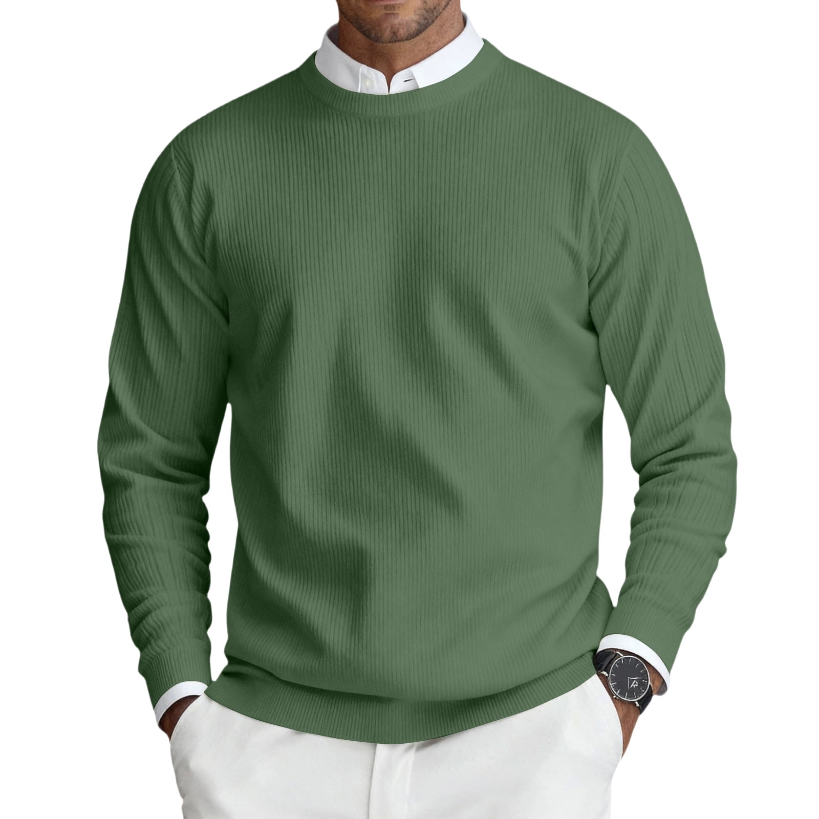 CharmCyan Men’s Crew Neck Knitted Pullover Long Sleeve Lightweight ...