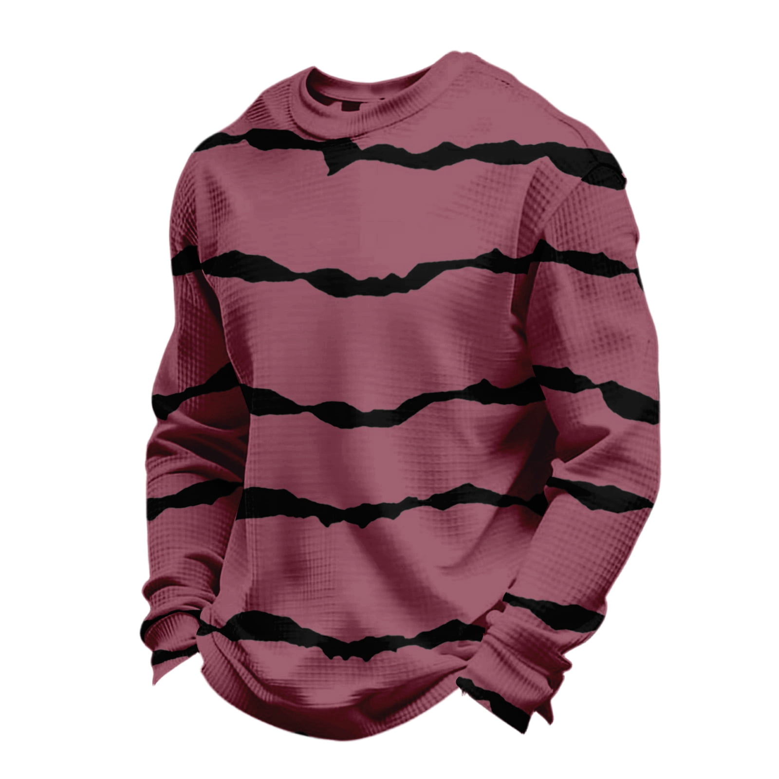 CharmCyan Men's Crew Neck Long Sleeve Pullover Top with Horizontal ...