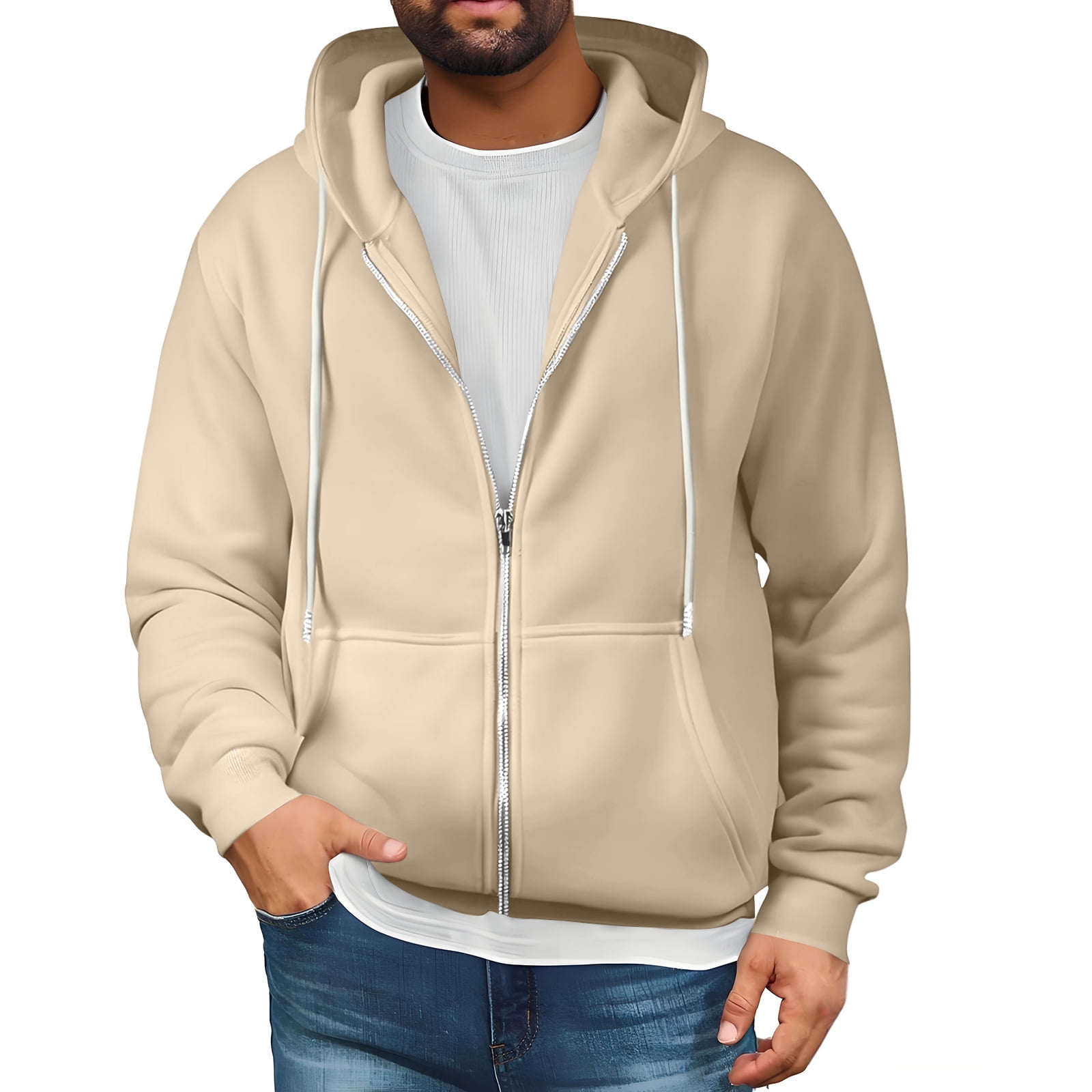CharmCyan Men's Full Zip Hoodie Sweatshirt with Adjustable Drawstring ...