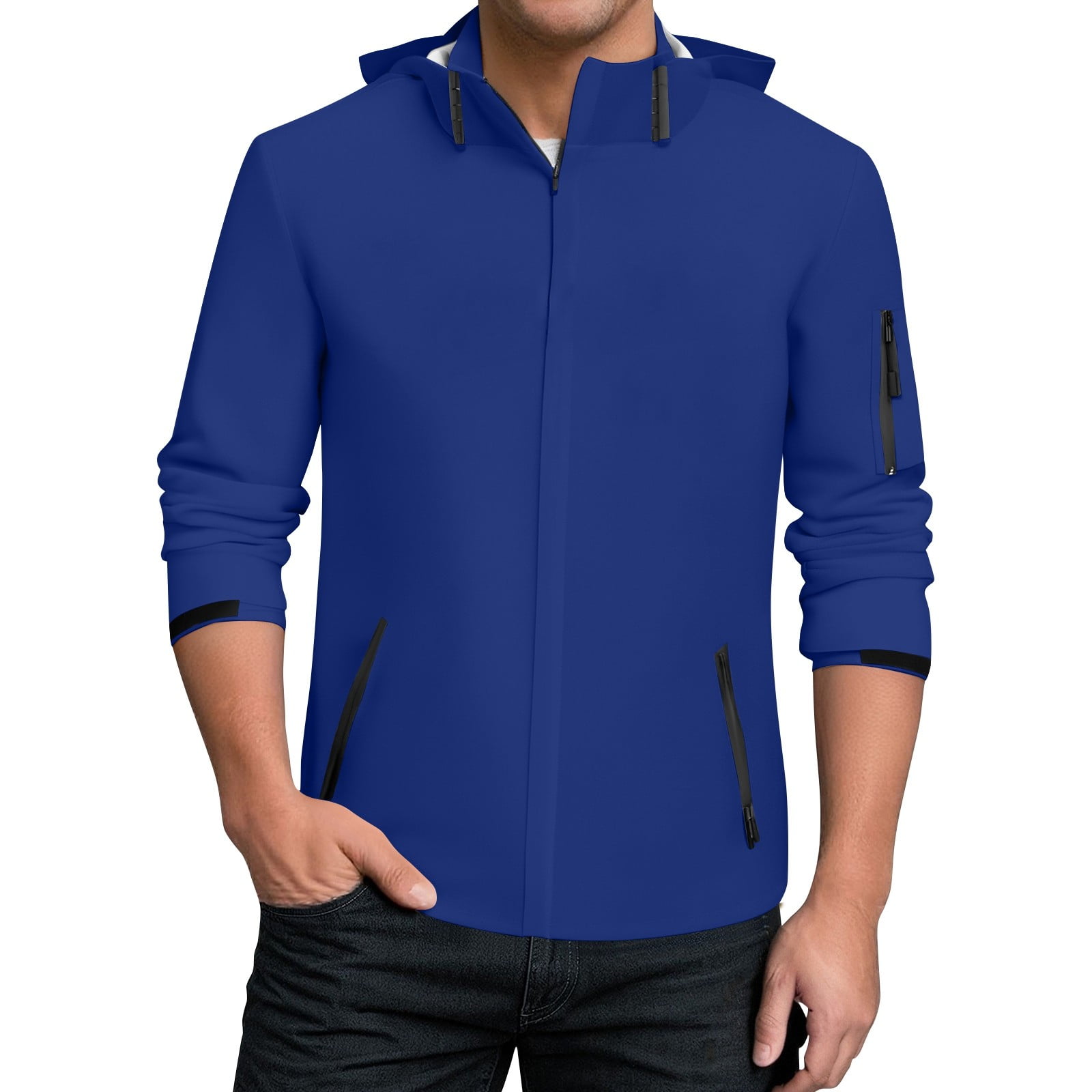 CharmCyan Men’s Lightweight Hooded Softshell Jacket with Zipper Pockets ...