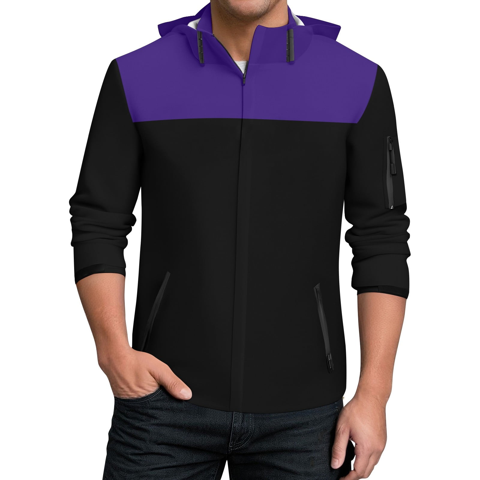 CharmCyan Men’s Lightweight Hooded Softshell Jacket with Zipper Pockets ...