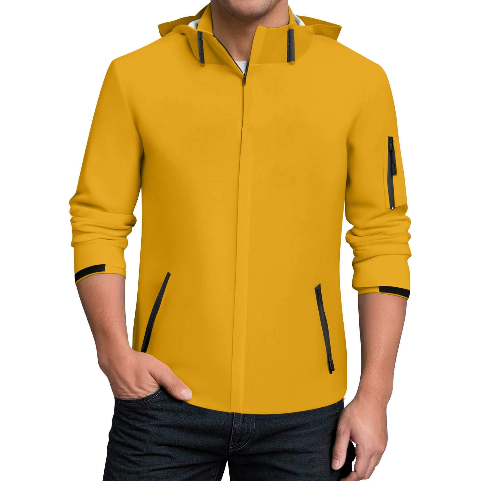 CharmCyan Men’s Lightweight Hooded Softshell Jacket with Zipper Pockets ...