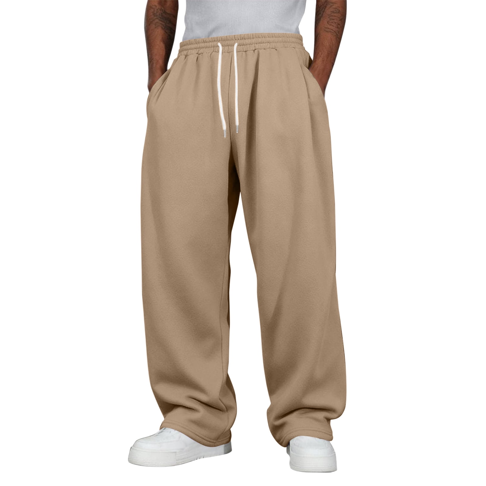 CharmCyan Men's Loose Casual Sweatpants Elastic Waist Drawstring Sports ...