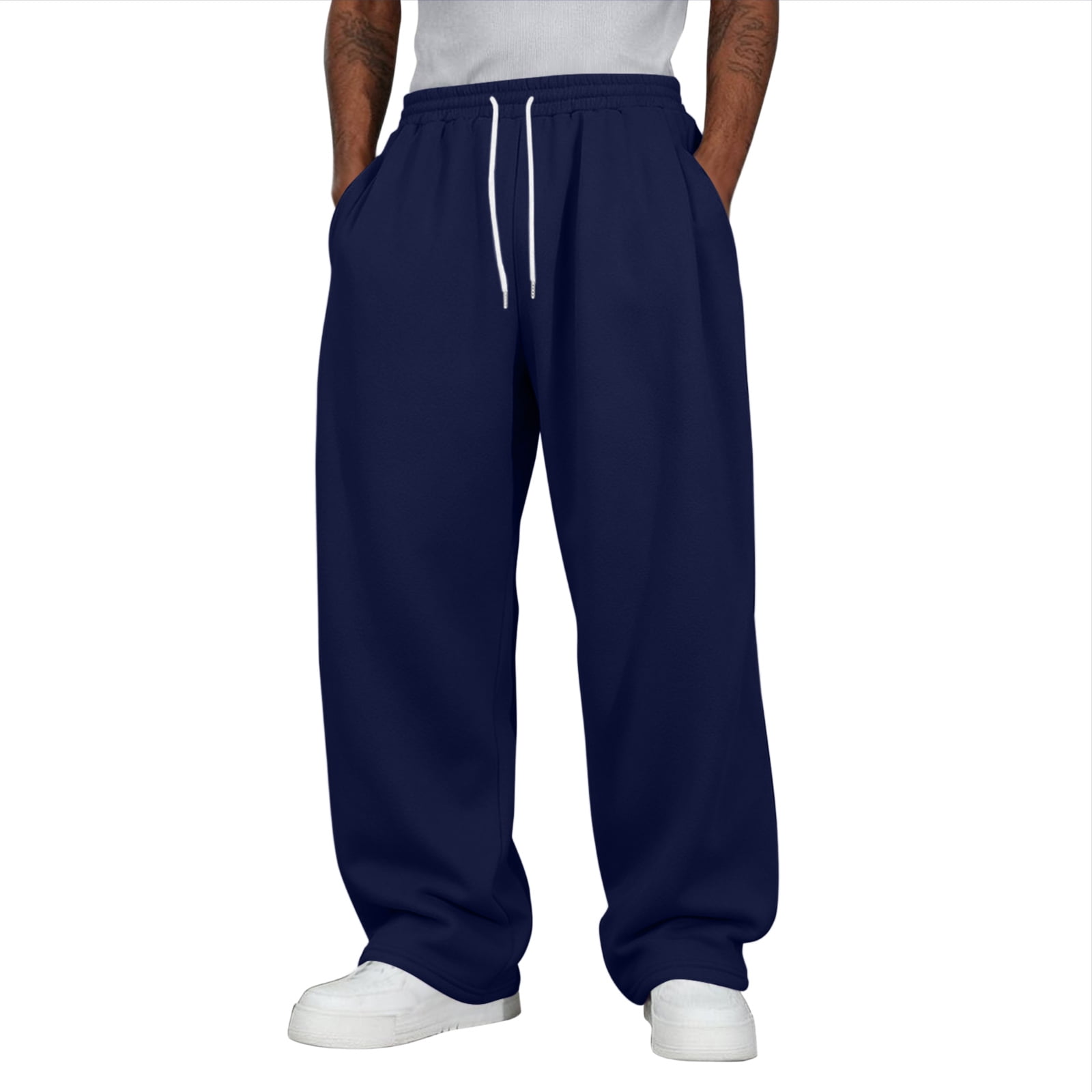 CharmCyan Men's Loose Casual Sweatpants Elastic Waist Drawstring Sports ...