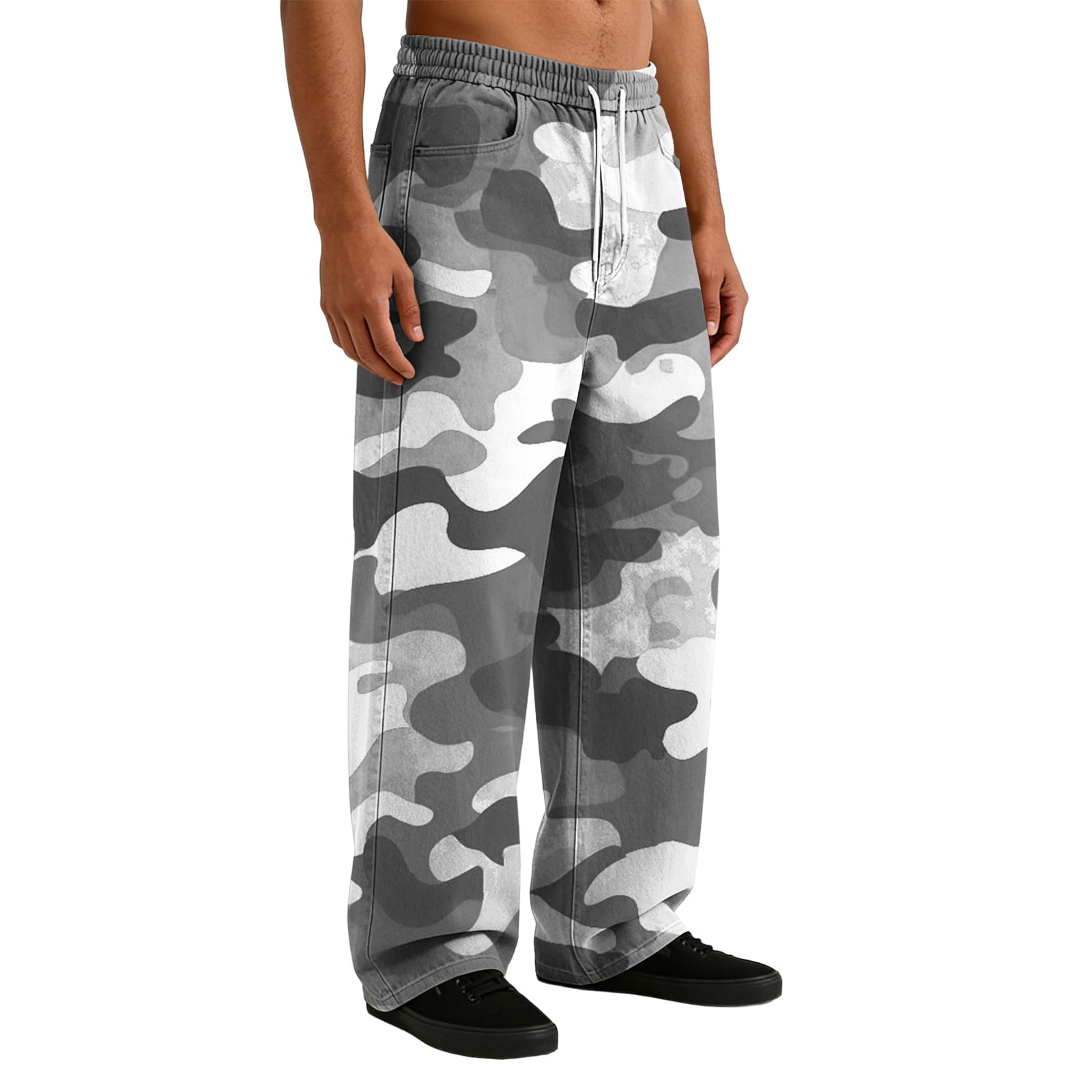 CharmCyan Men’s Loose Fit Camouflage Print Sweatpants with Elastic ...