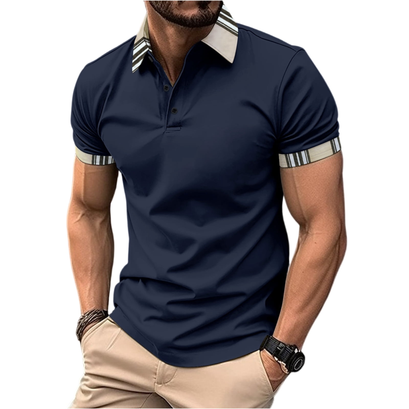 CharmCyan Men's Multi-color Sport Casual T-shirt - Men's Collarless ...