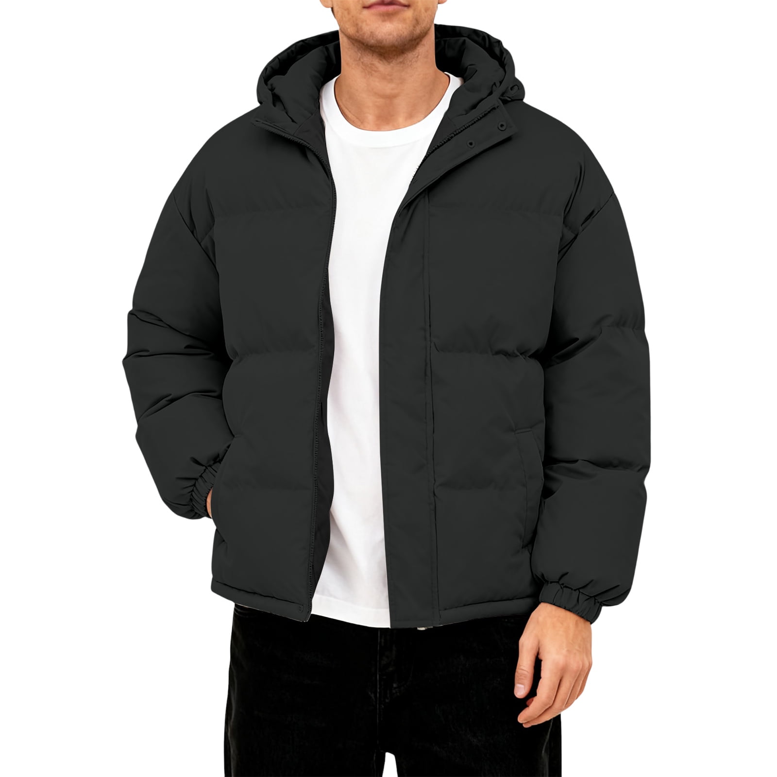 CharmCyan Men's Oversized Casual Down Jacket With Long Sleeves And Hood ...