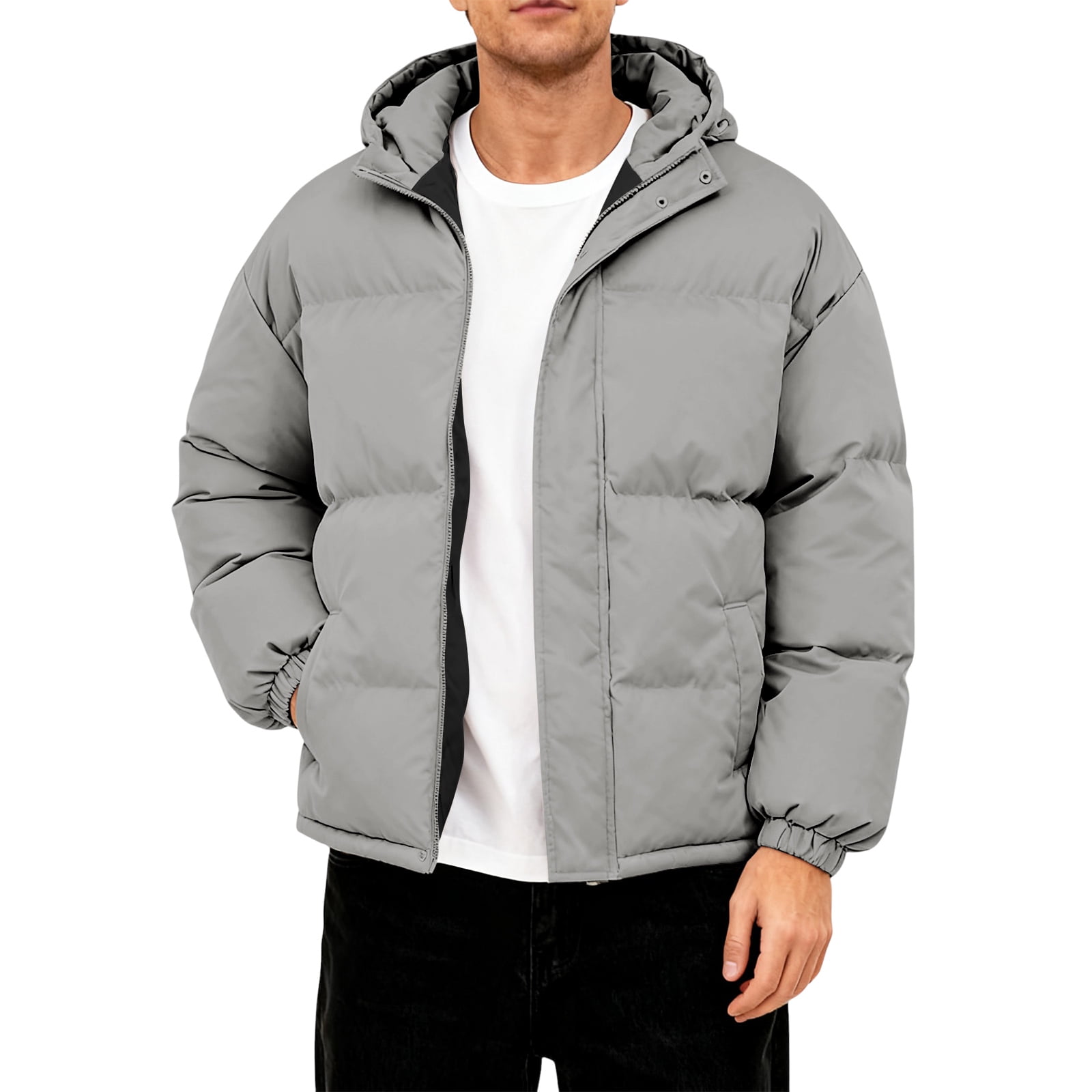 CharmCyan Men's Oversized Casual Down Jacket With Long Sleeves And Hood ...