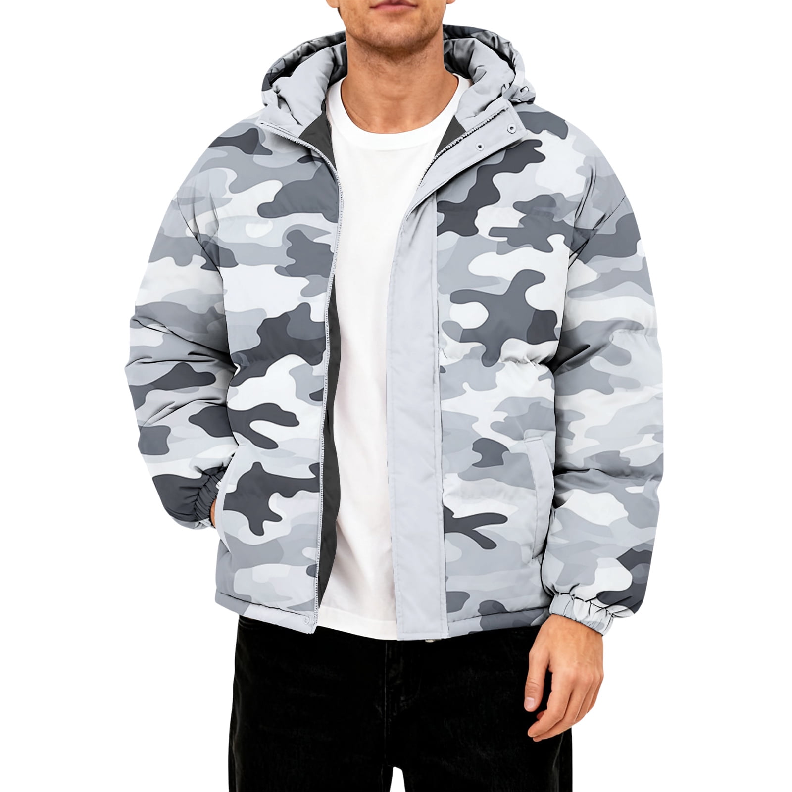 CharmCyan Men's Oversized Casual Down Jacket With Long Sleeves And Hood ...