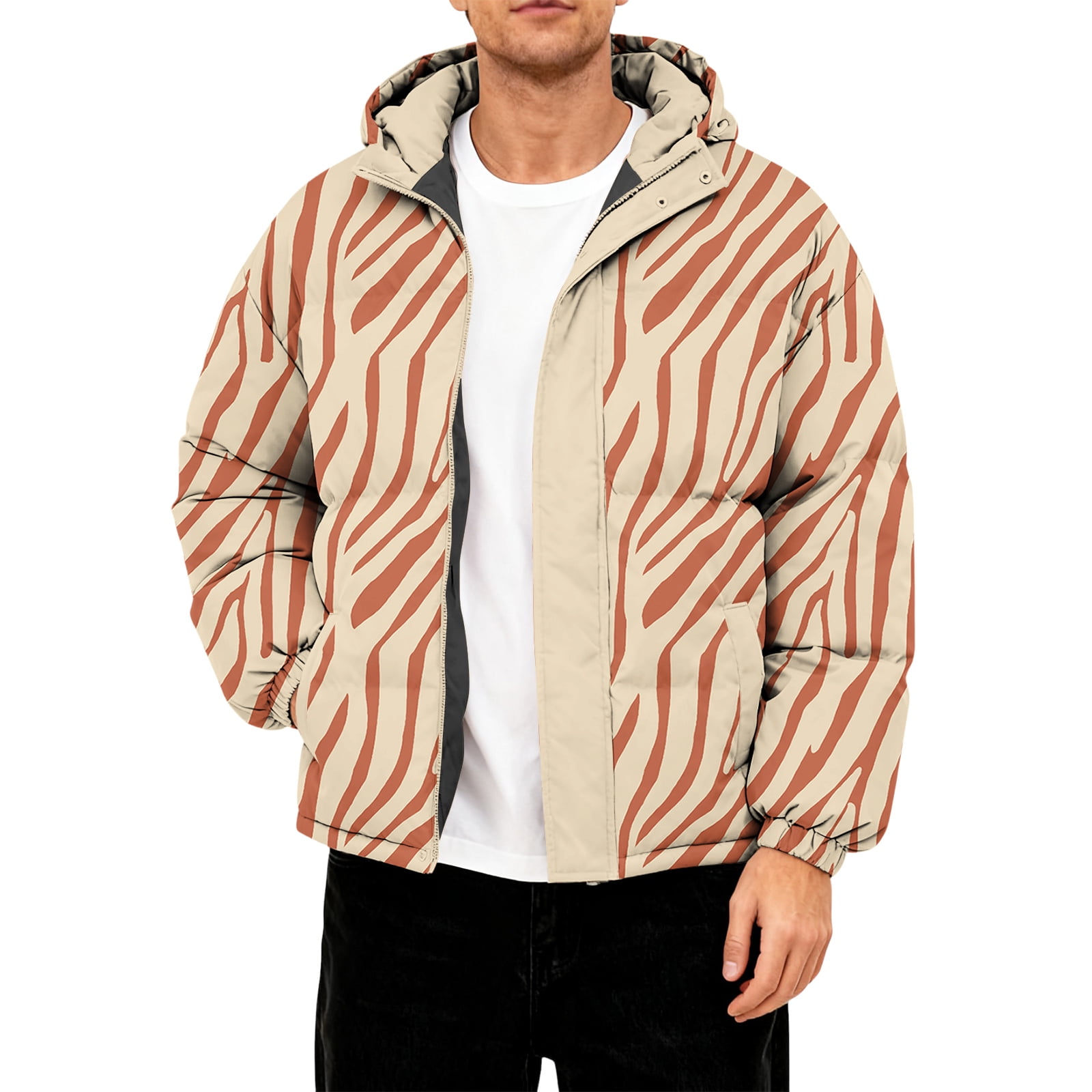 CharmCyan Men's Oversized Casual Down Jacket With Long Sleeves And Hood ...