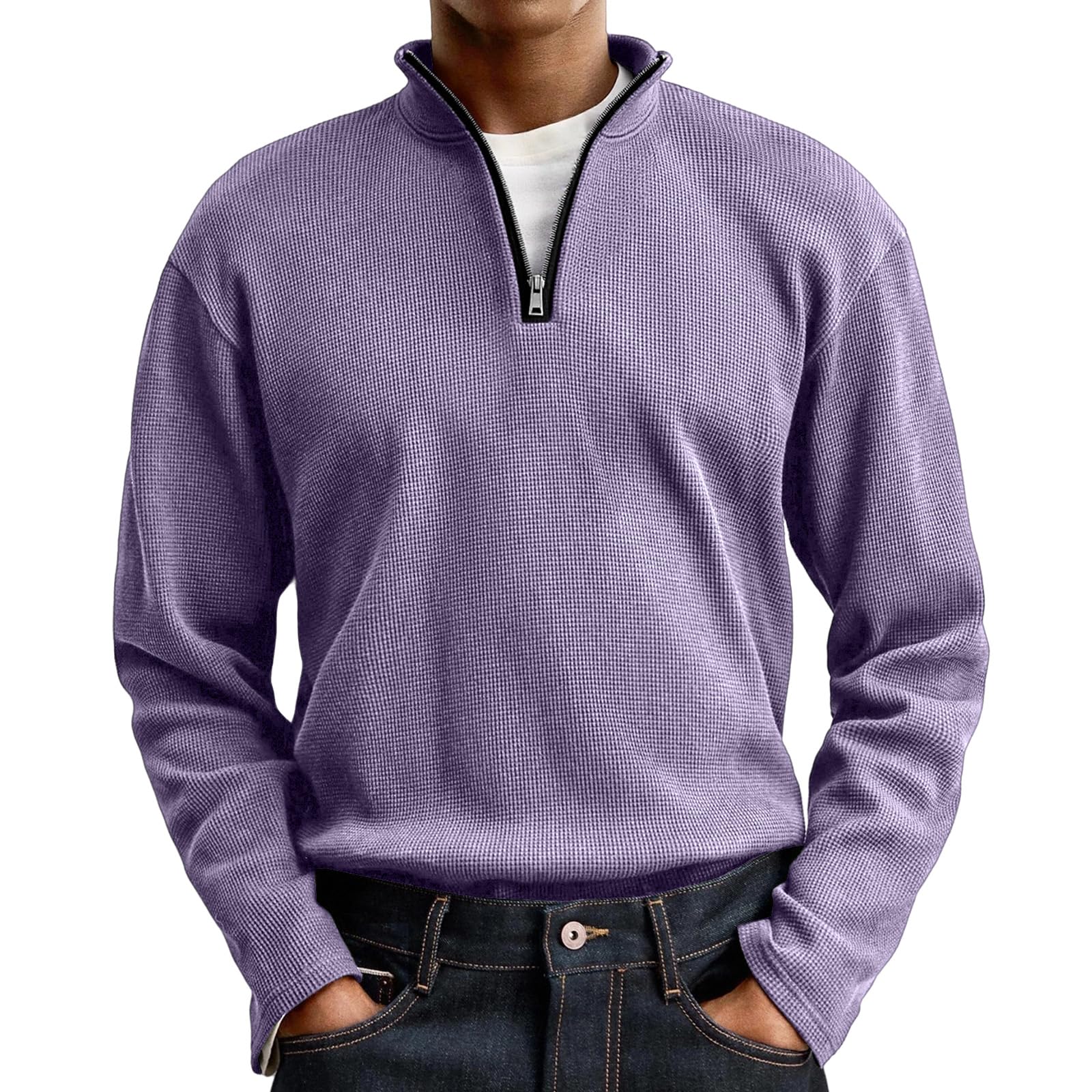 CharmCyan Men's Quarter Zip Pullover Sweater Lightweight Long Sleeve ...