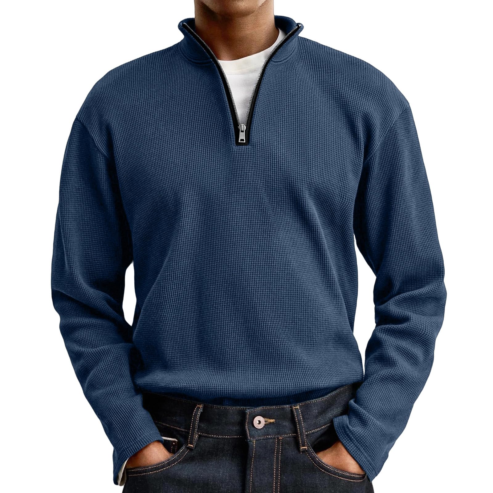CharmCyan Men's Quarter Zip Pullover Sweater Lightweight Long Sleeve ...