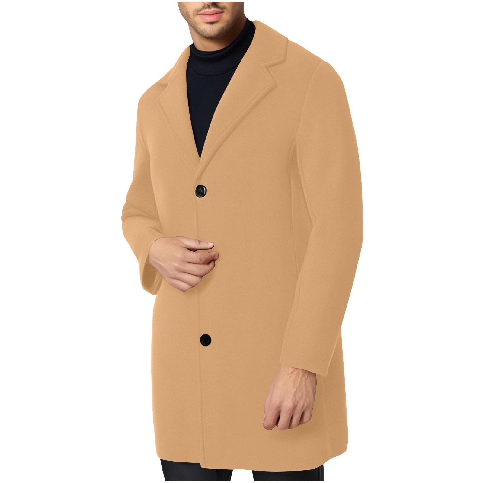 CharmCyan Men's Single Breasted Long Sleeve Wool Blend Overcoat Classic ...