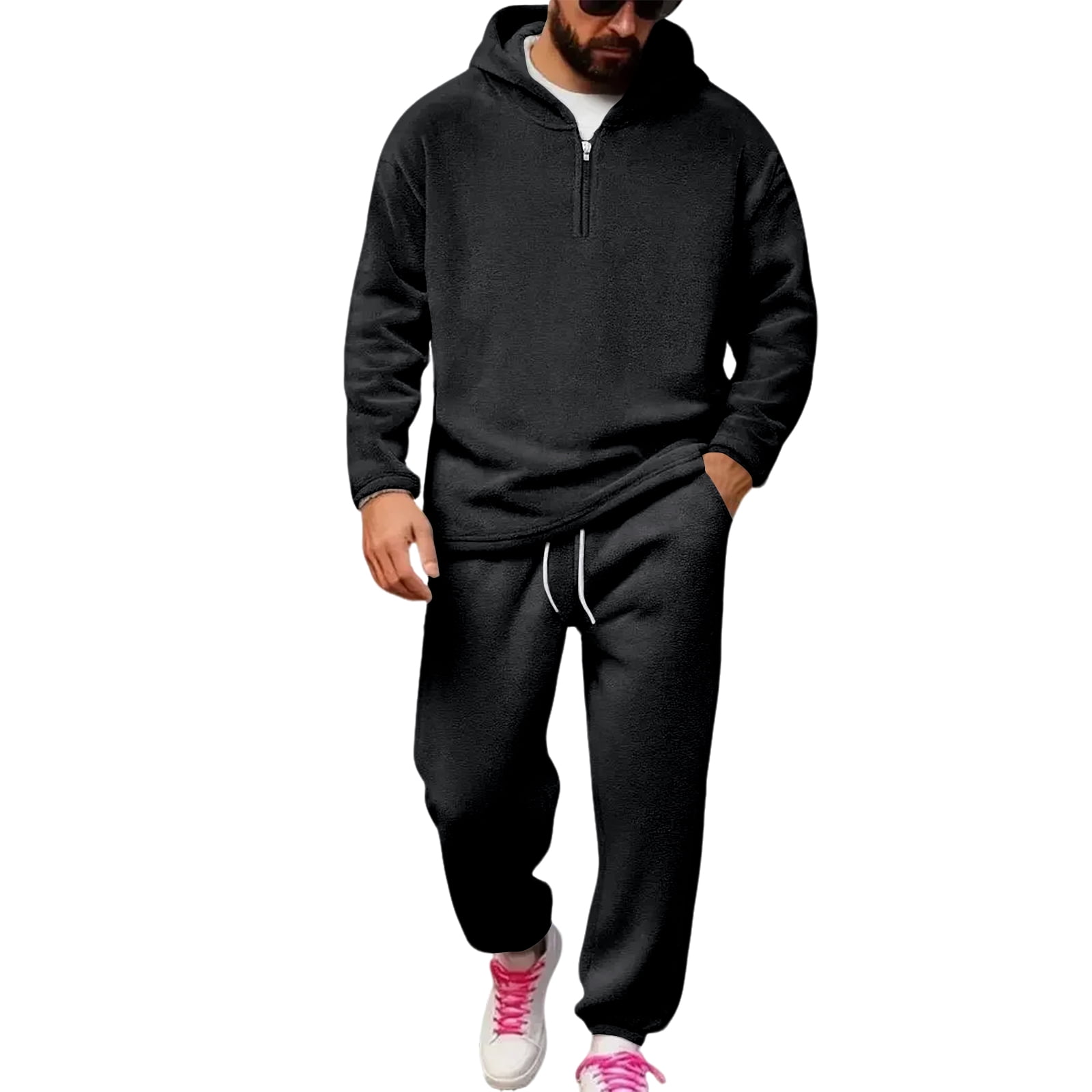 CharmCyan Men's Two Piece Hooded Tracksuit Set with Drawstring Pants ...