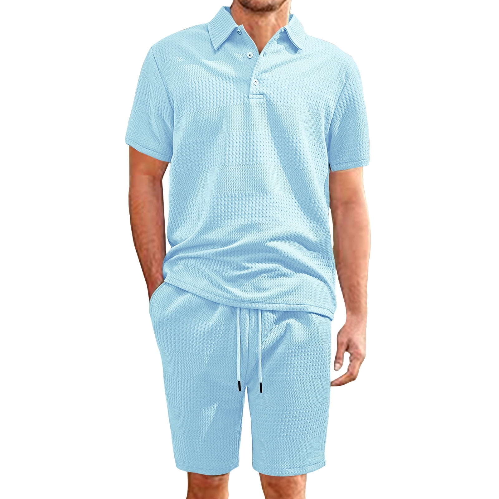 CharmCyan Men’s Two Piece Outfits Short Sleeve Polo Shirt and Shorts ...