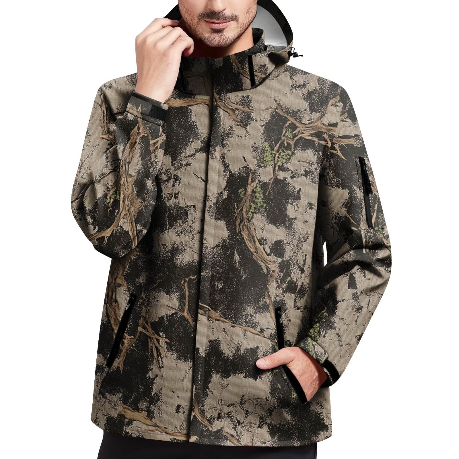 CharmCyan Men’s Waterproof Softshell Jacket with Hood, Windproof ...