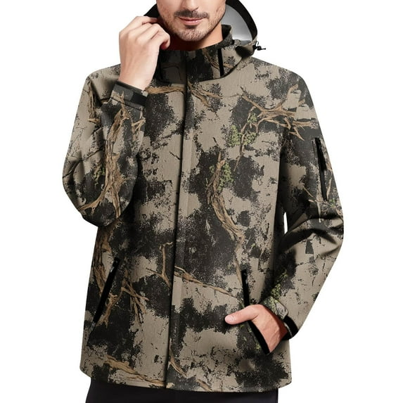 CharmCyan Men’s Waterproof Softshell Jacket with Hood, Windproof Lightweight Outdoor Coat ...