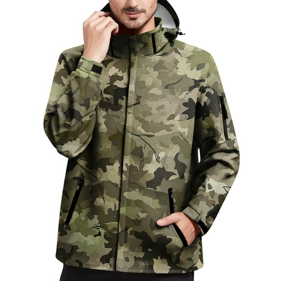 CharmCyan Men’s Waterproof Softshell Jacket with Hood, Windproof ...