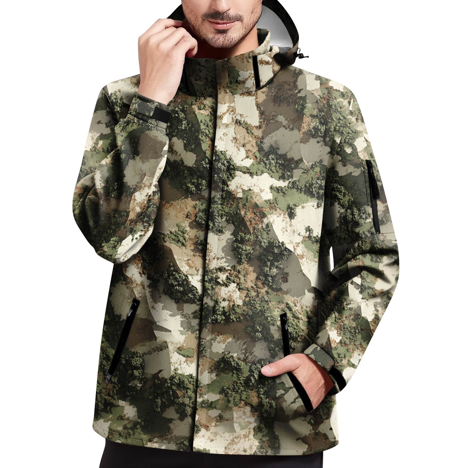 CharmCyan Men’s Waterproof Softshell Jacket with Hood, Windproof ...