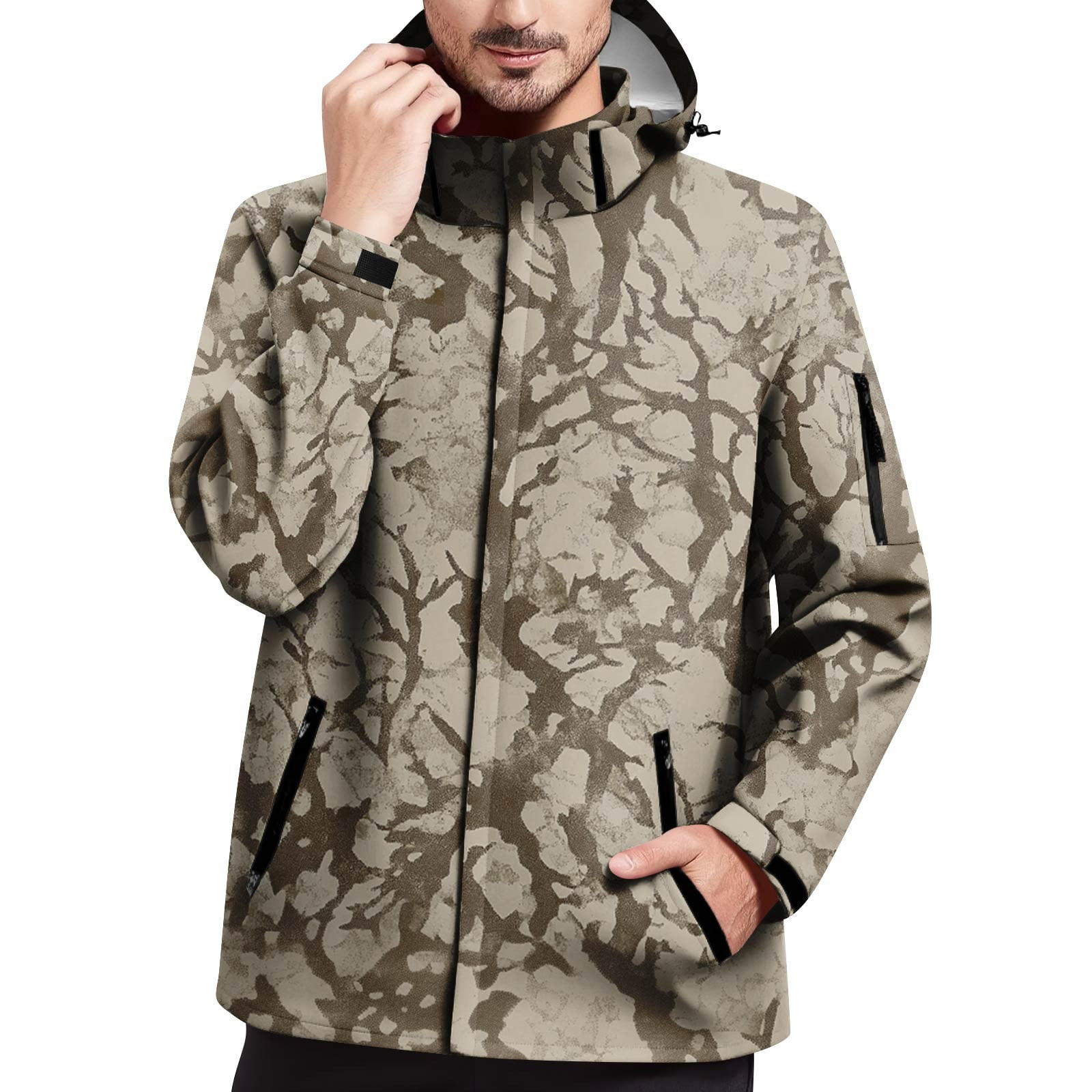 CharmCyan Men’s Waterproof Softshell Jacket with Hood, Windproof ...