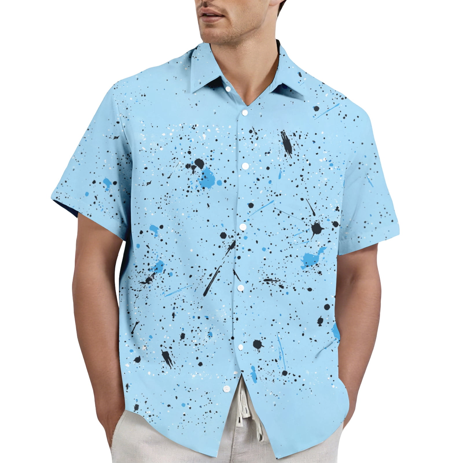 CharmCyan Men's casual stylish ink-blurry texture printed shirt - Men's ...