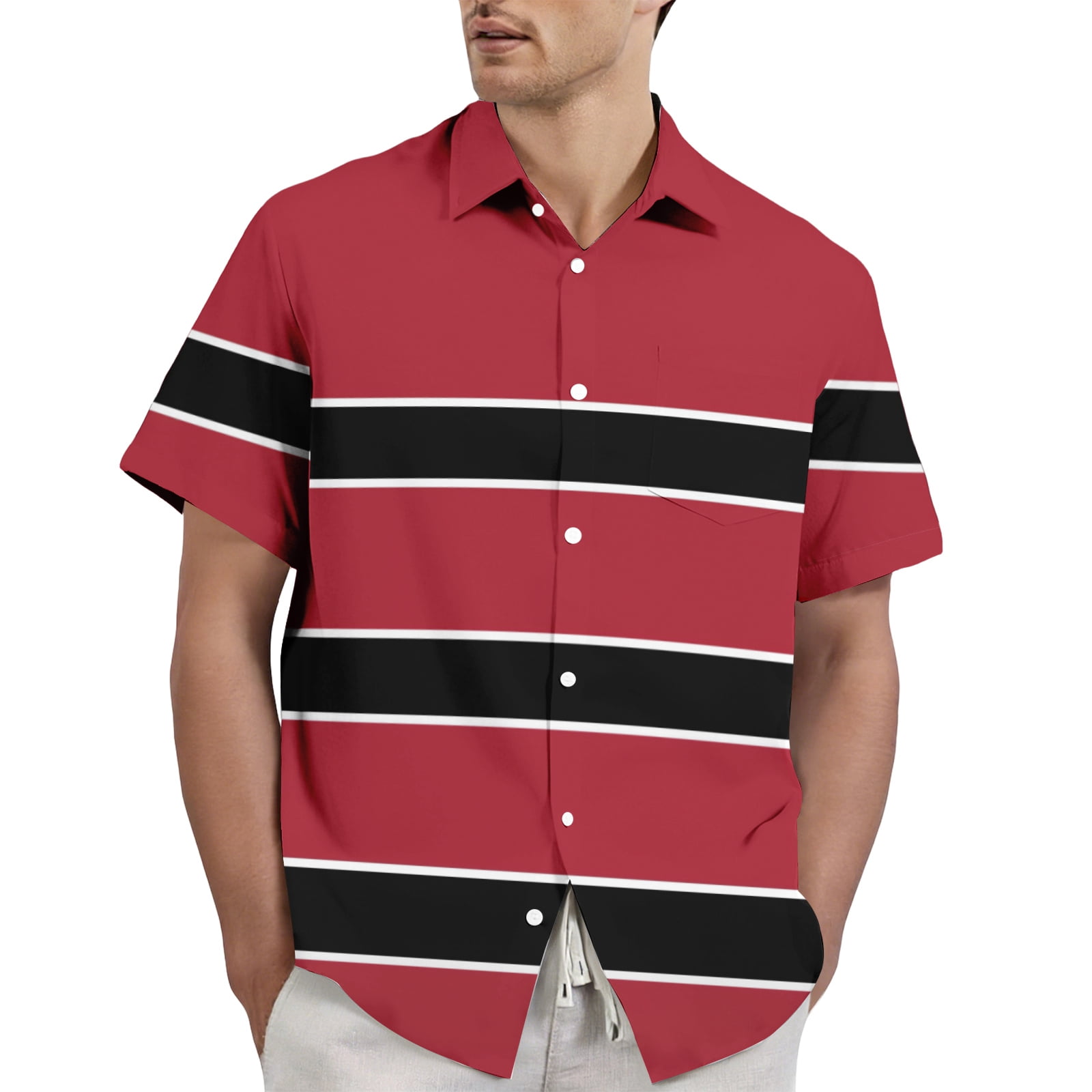 CharmCyan Men's casual stylish striped texture printed shirt - Men's ...