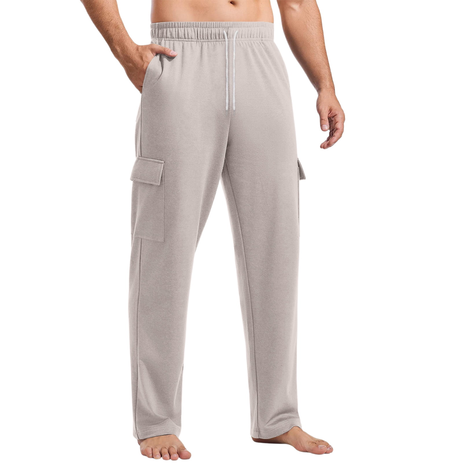 CharmCyan Mens Casual Loose Fit Cargo Sweatpants with Adjustable ...
