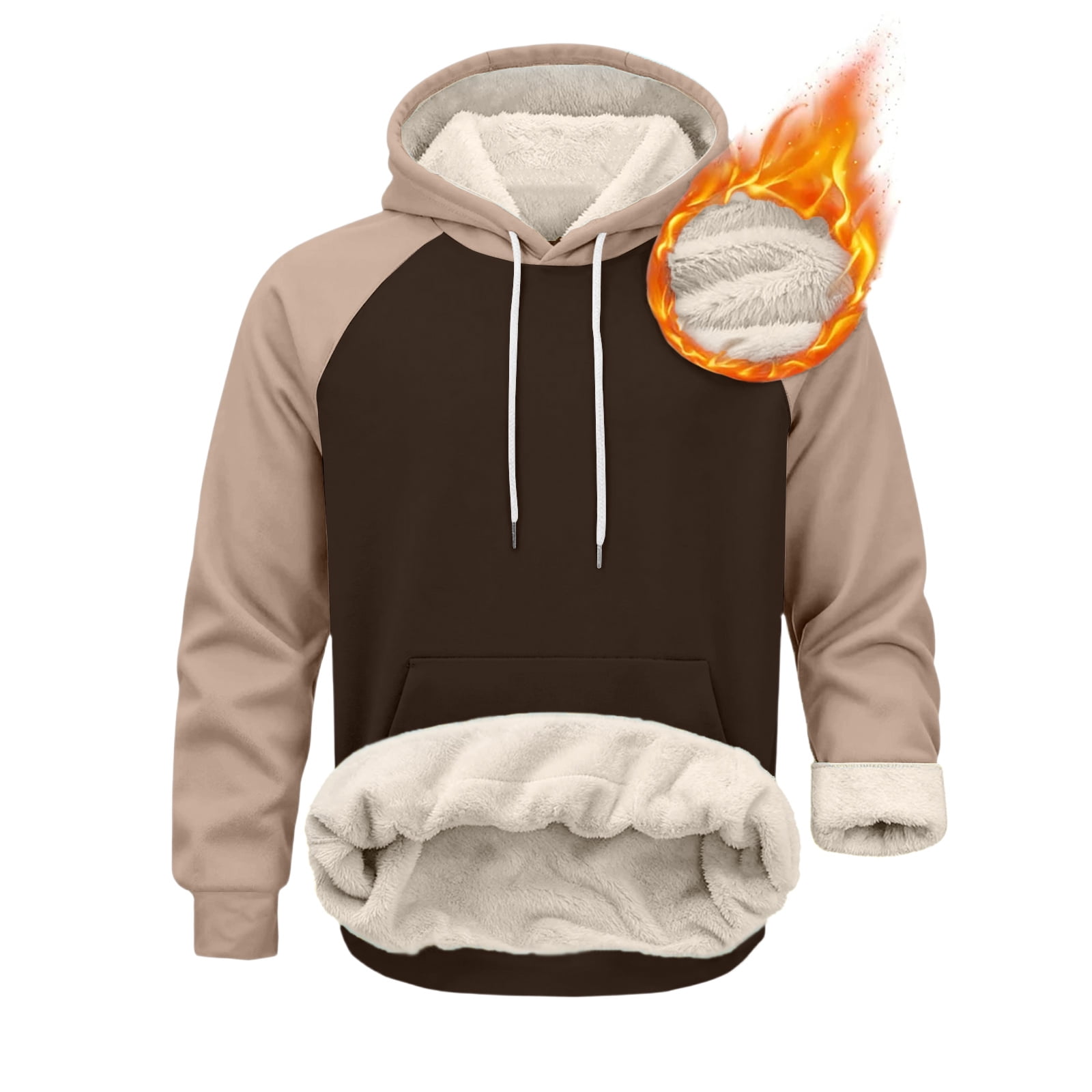 CharmCyan Mens Fleece Lined Hoodie Warm Pullover Sweatshirt With ...