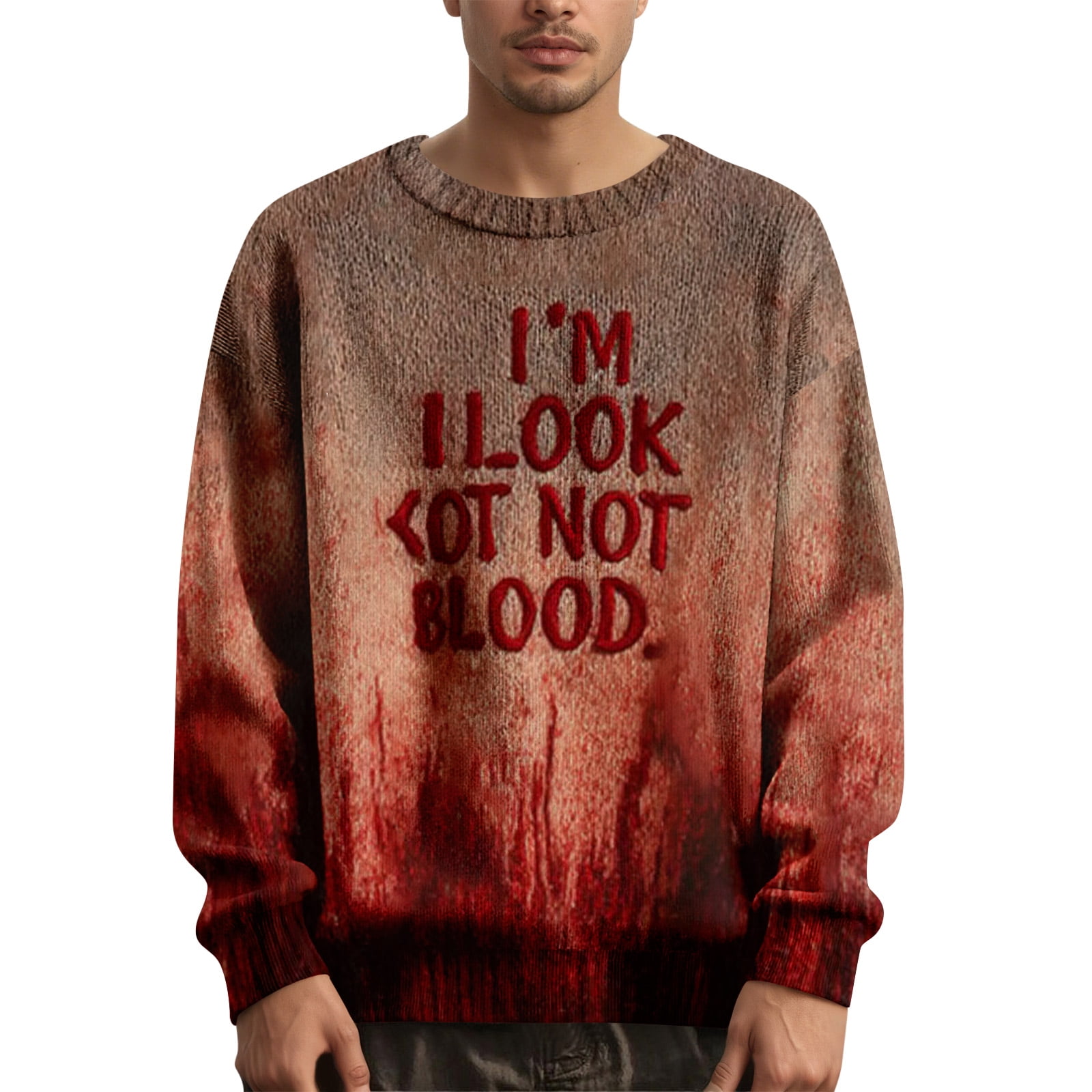 CharmCyan Mens Halloween Pumpkin Bat Patchwork Knit Pullover Sweater ...