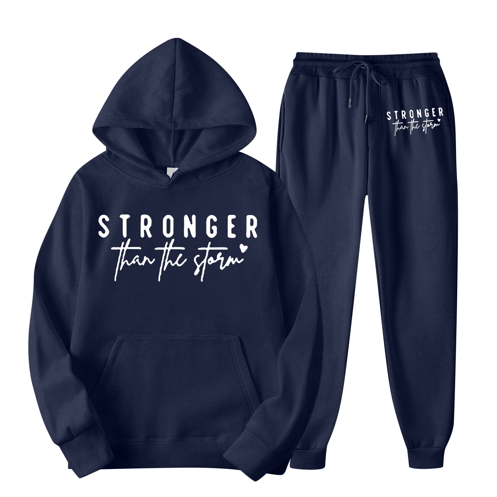 CharmCyan Red Hooded Sweatshirt and Sweatpants Set, STRONGER THAN THE ...