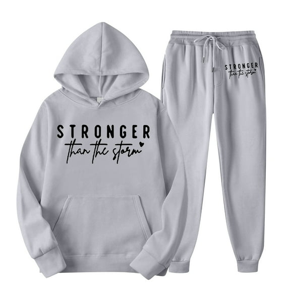 CharmCyan Red Hooded Sweatshirt and Sweatpants Set, STRONGER THAN THE ...
