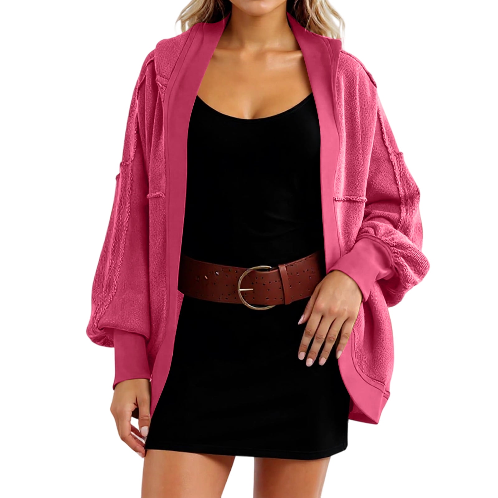 CharmCyan Women's Casual Temperament Commuting Loose Back Stitching ...