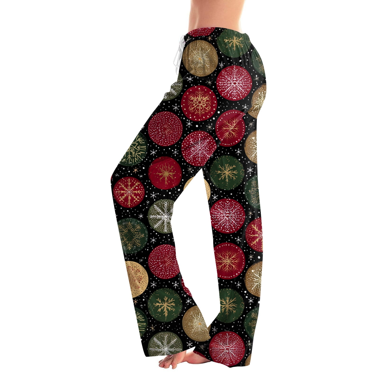 CharmCyan Women’s Christmas Snowflake Print Pajama Pants Soft Elastic ...