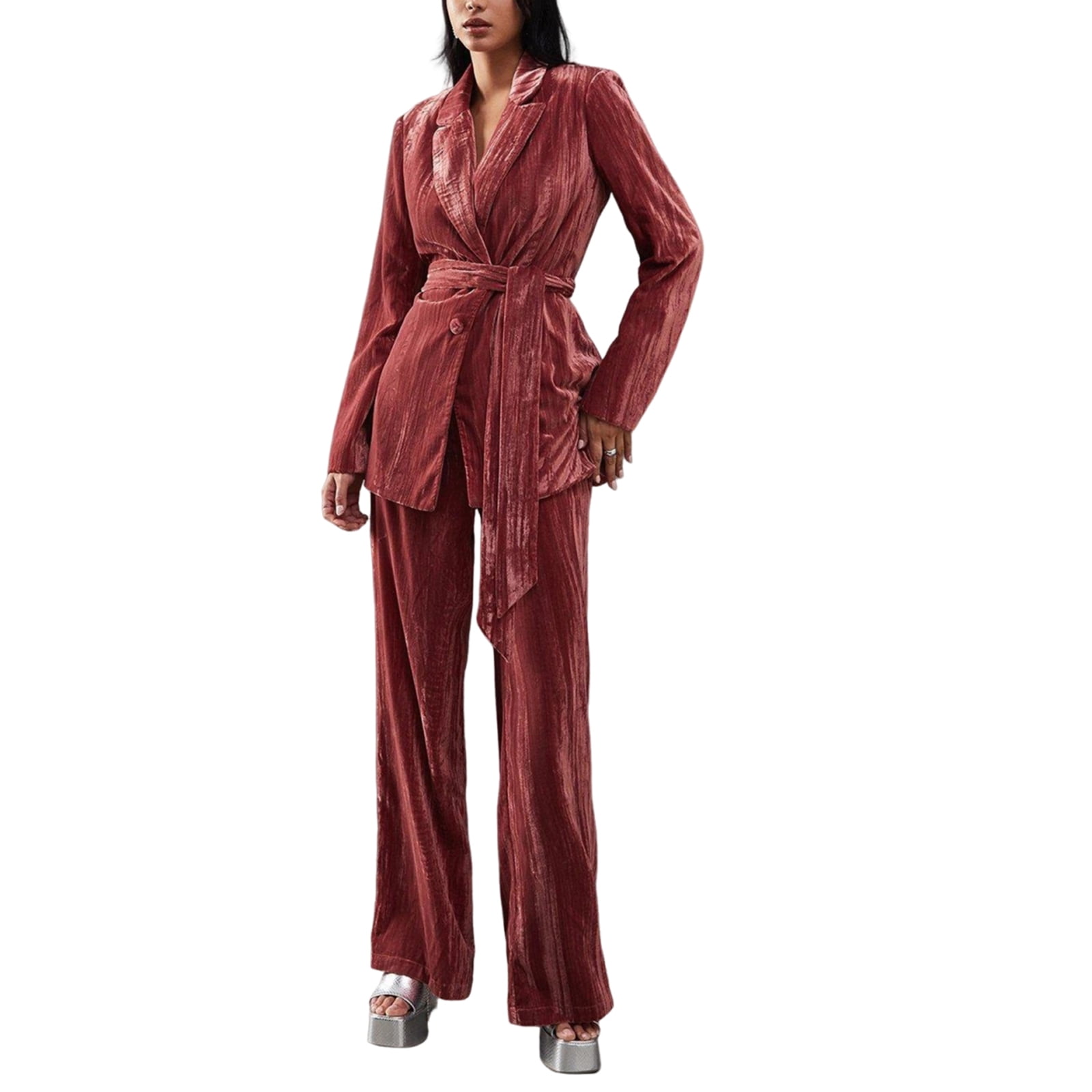 CharmCyan Women's Fashion Casual Long-Sleeved Solid-Colour Pleated ...