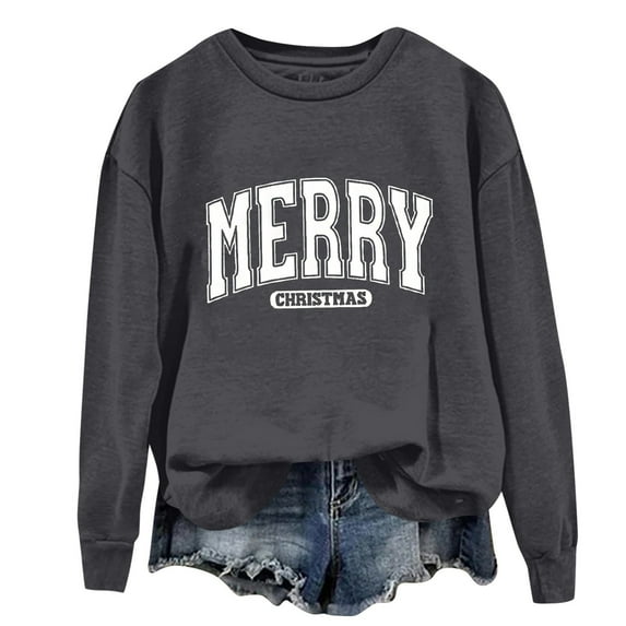 CharmCyan Women's Fashion Long Sleeve Christmas Printed Round Neck ...