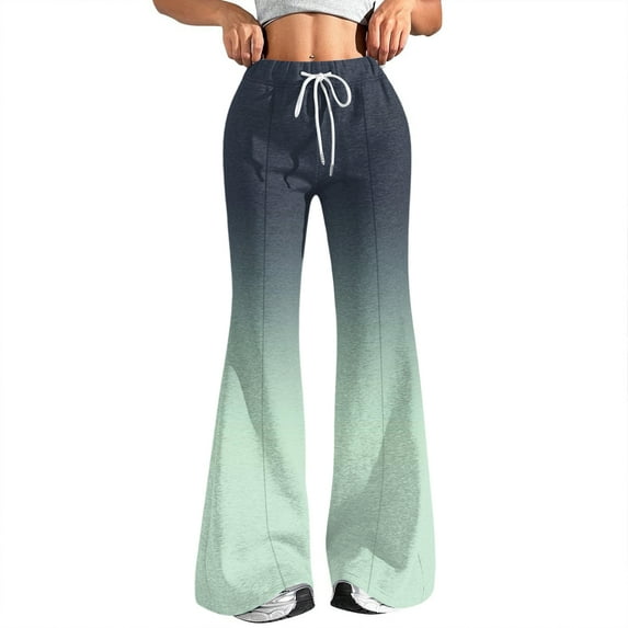 CharmCyan Women's Fashion Loose Drawstring Waist Gradient Printed ...