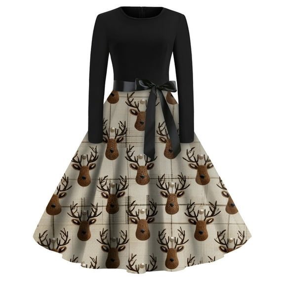 CharmCyan Women's Fashion Round Casual Slim Fit Christmas Print Large ...