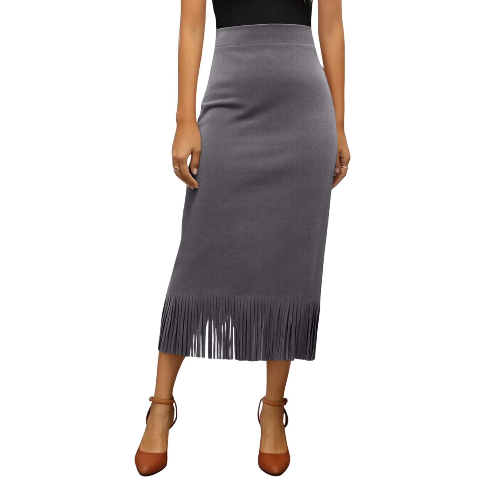 CharmCyan Women's Fashionable And Sexy Solid Color Fishtail Skirt Dark ...