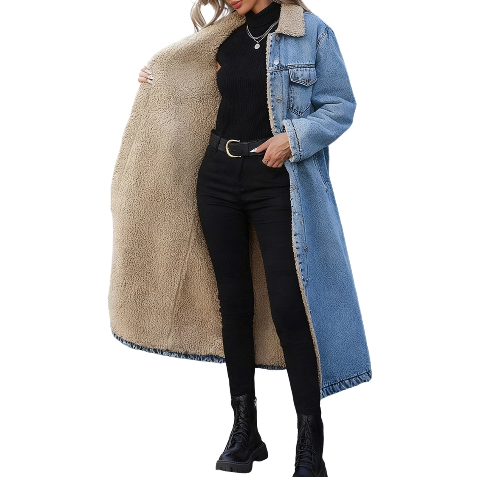 CharmCyan Women's Fashionable Casual Loose Long Fleece-Lined Cotton ...