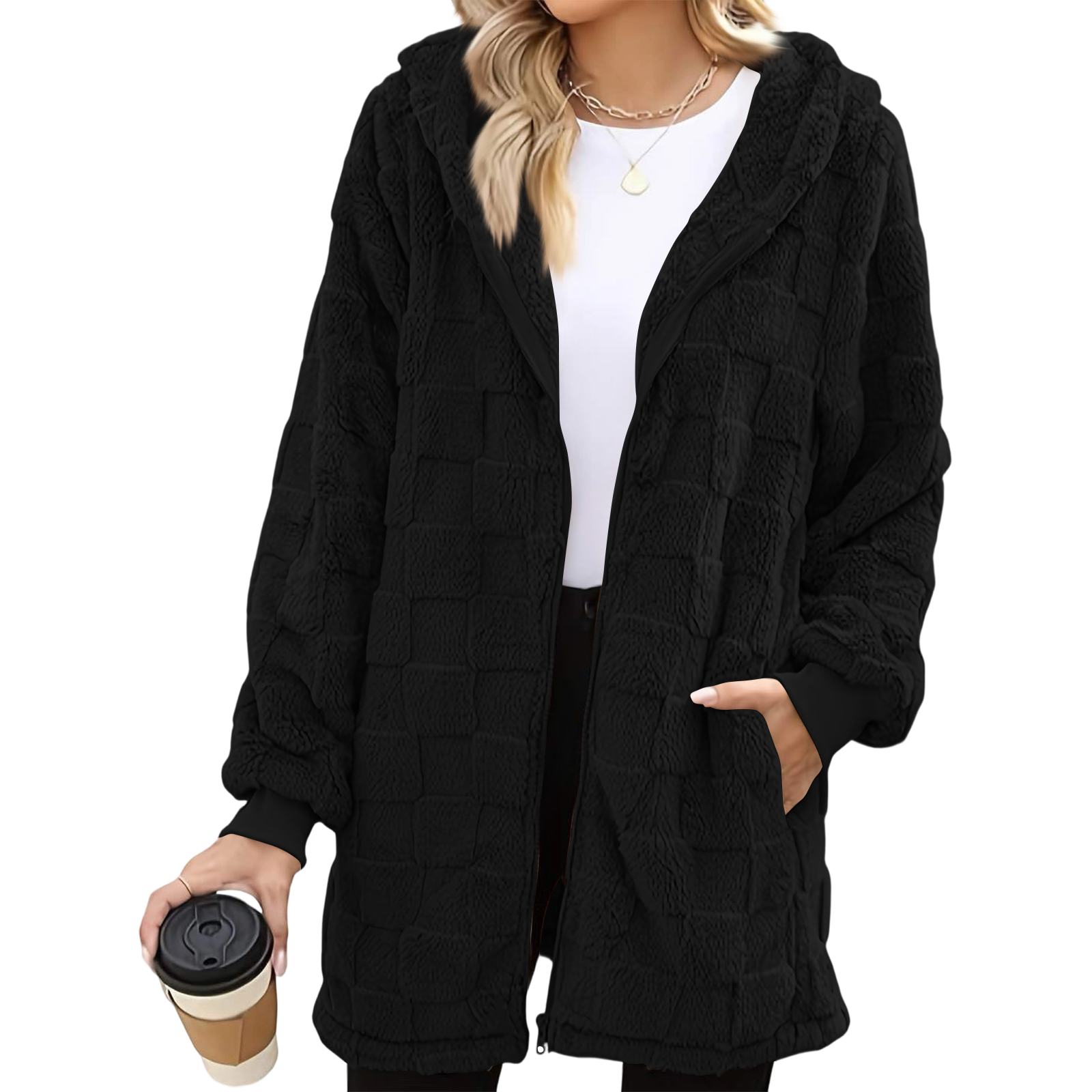 CharmCyan Women's Fashionable Casual Warm Thick Checkered Plush Mid ...