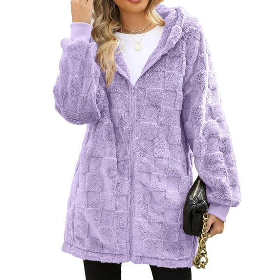 CharmCyan Women's Fashionable Casual Warm Thick Checkered Plush Mid ...