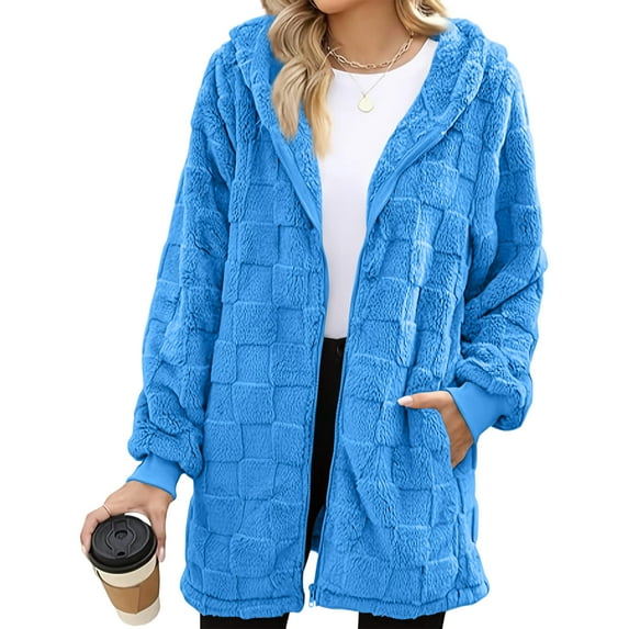 CharmCyan Women's Fashionable Casual Warm Thick Checkered Plush Mid ...