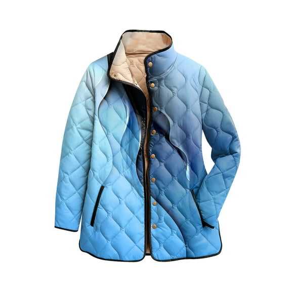 CharmCyan Women's Floral Print Stand Up Collar Pleated Cotton Long ...