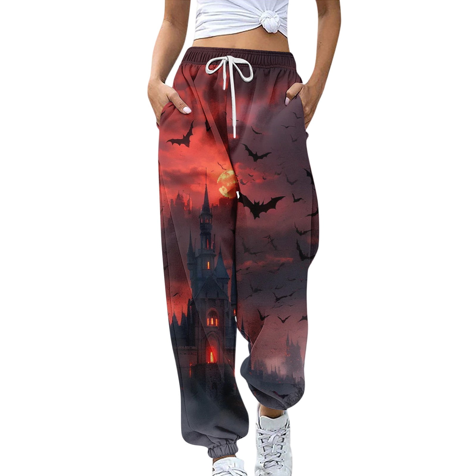 CharmCyan Women’s Halloween Jogger Sweatpants – Cute Ghost Pumpkin ...