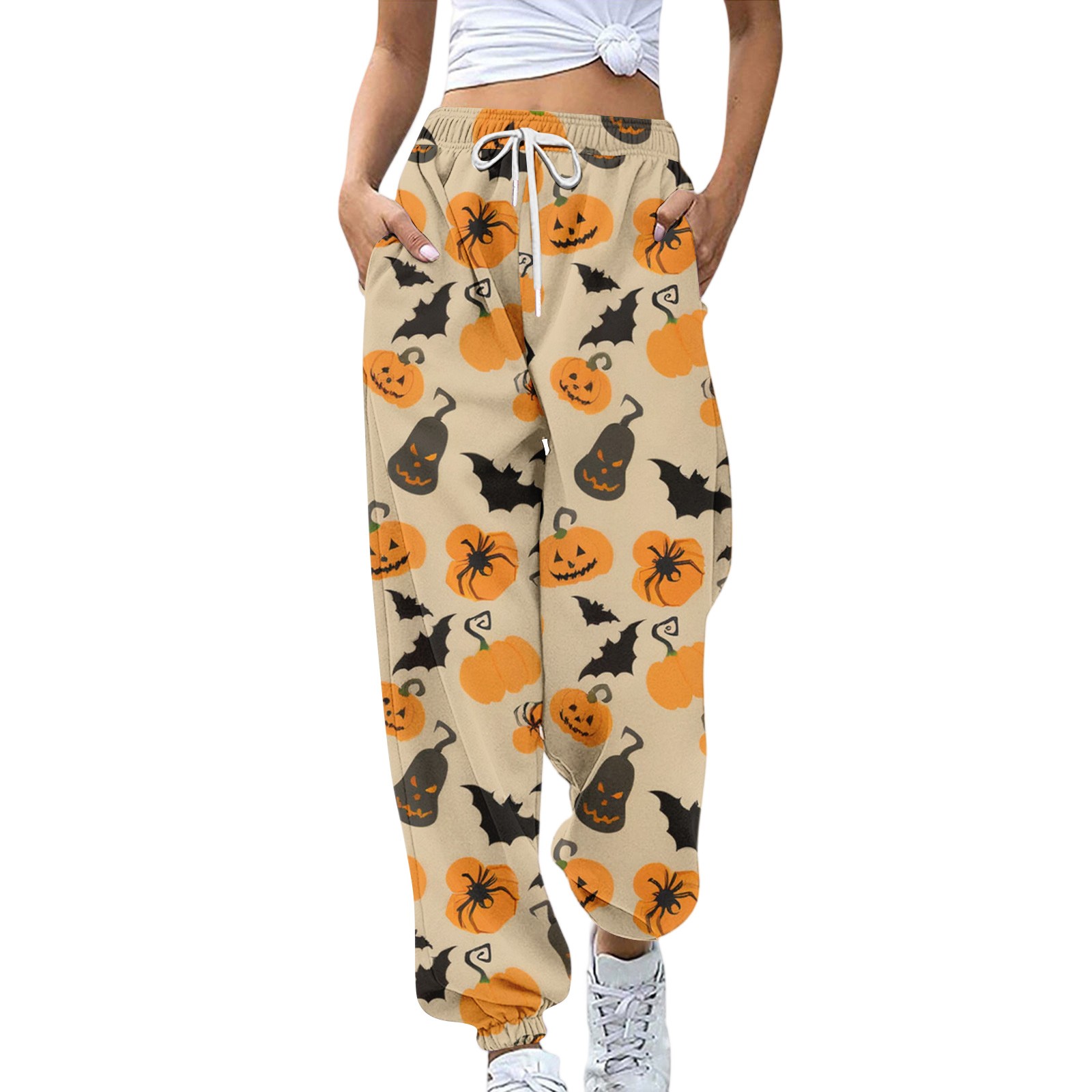 CharmCyan Women’s Halloween Jogger Sweatpants – Cute Ghost Pumpkin ...