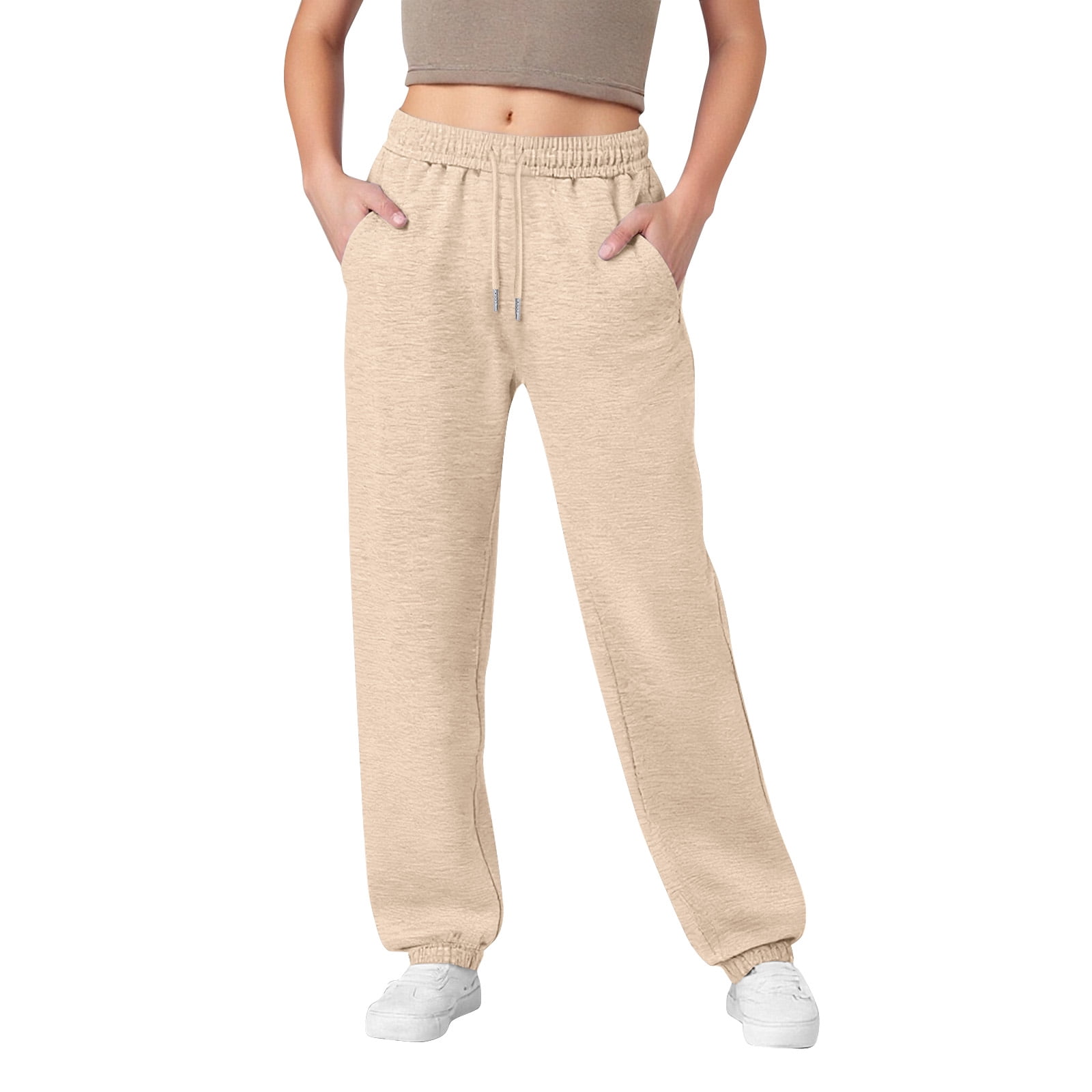 CharmCyan Women’s High Waist Drawstring Sweatpants Loose Fit Elastic ...