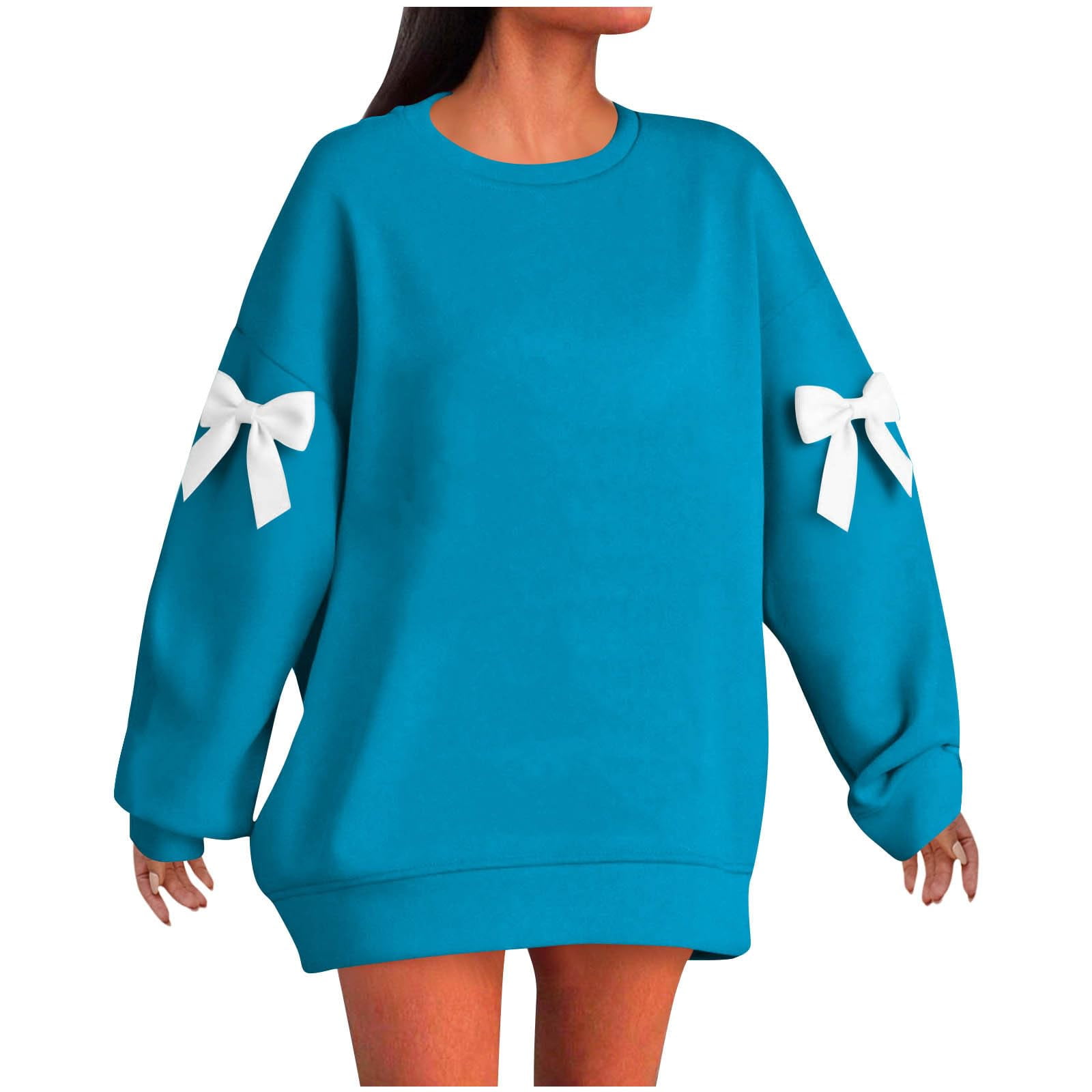 CharmCyan Women’s Long Sleeve Crewneck Pullover Sweatshirt with Bow ...
