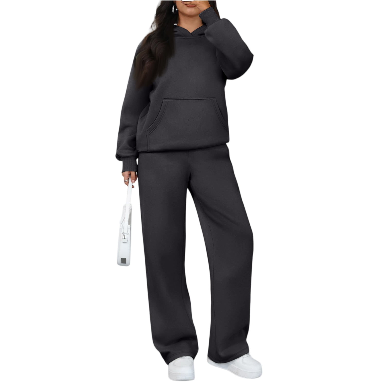 CharmCyan Women’s Pullover Hoodie and Wide Leg Sweatpants Two Piece Set ...